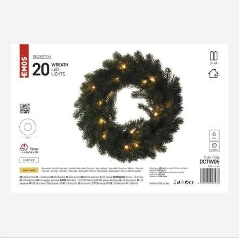 LED vánoční věnec EMOS DCTW05 ZY2244 2xAA vnitřní použití teplá bílá