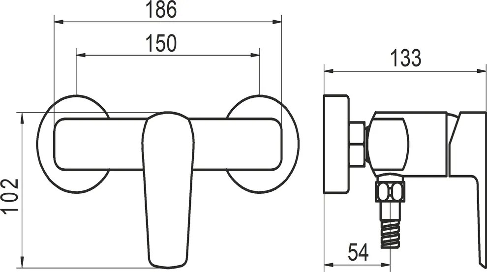 Novaservis Metalia 58, sprchová baterie bez příslušenství 150 mm, černá, 58061/1-5