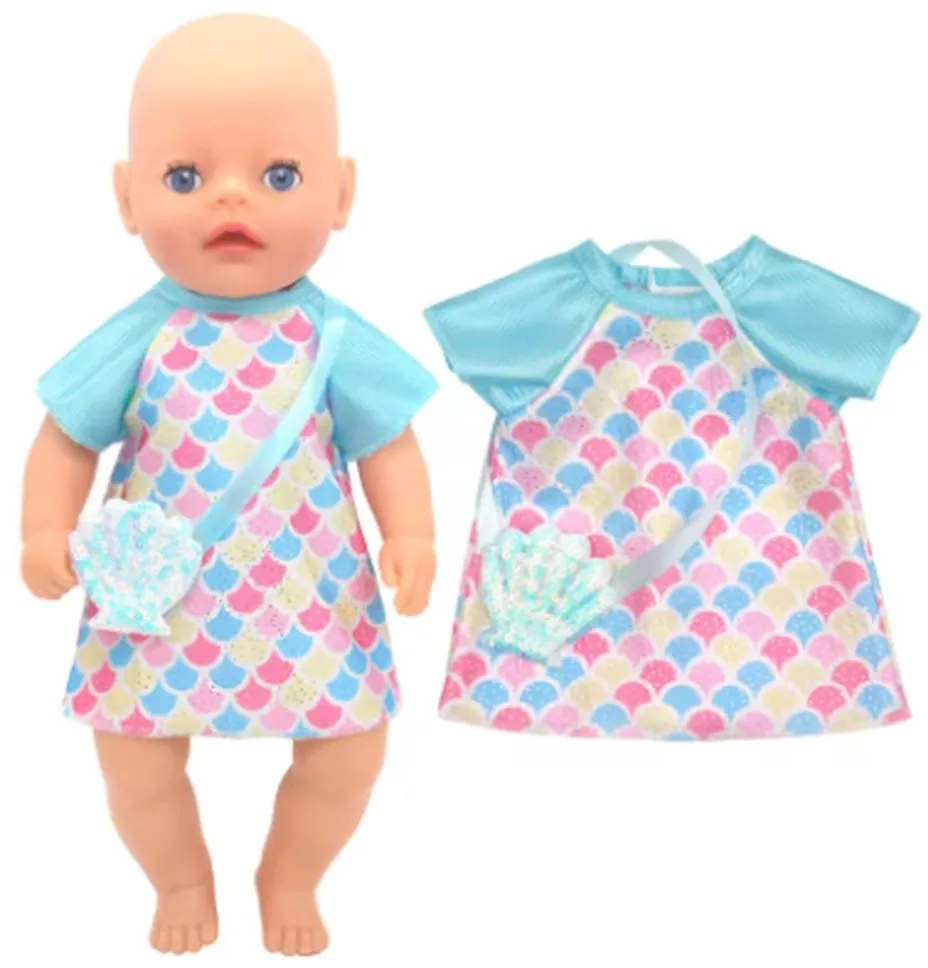 Oblečení pro panenky BABY born Little nebo Reborn (36 cm) Varianta: b9 modré šaty s kabelkou