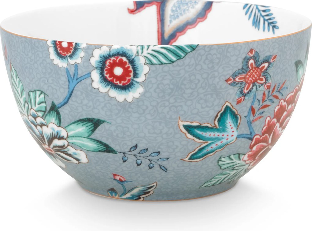 Pip Studio Flower Festival miska Ø15cm, modrá (stylová miska z tenkostěnného porcelánu)