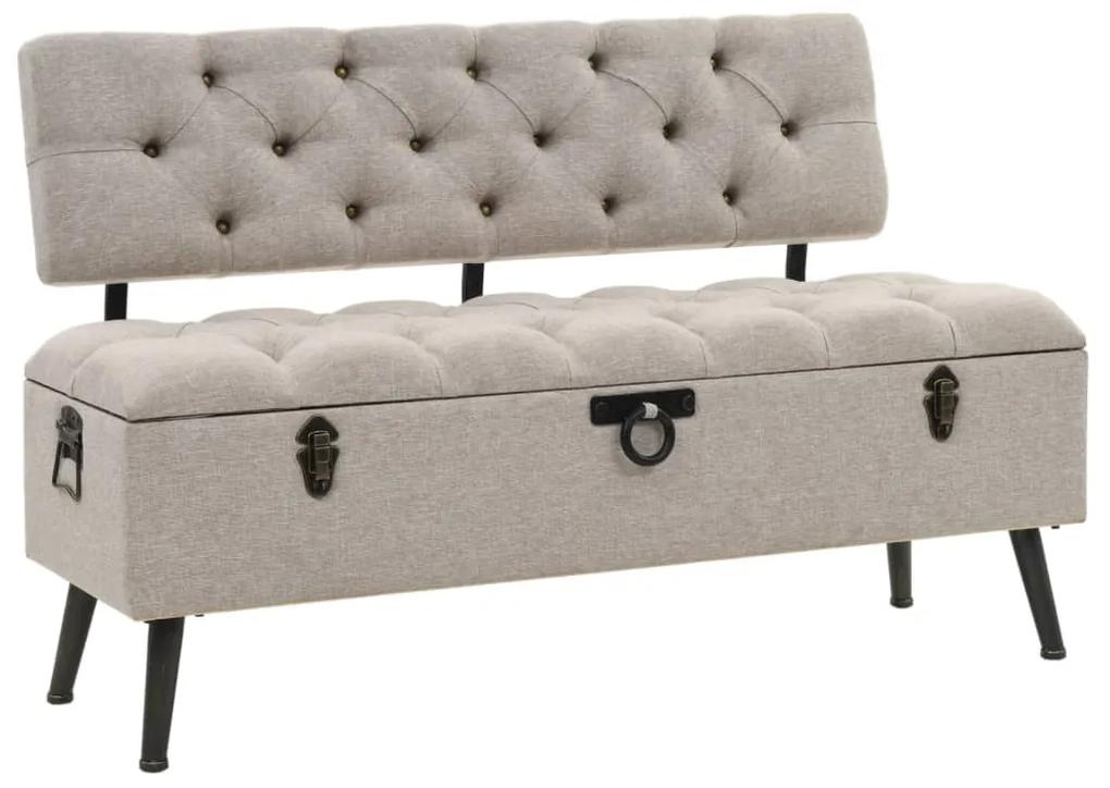 339298 vidaXL Úložná lavice s opěradlem 110 cm krémová textil