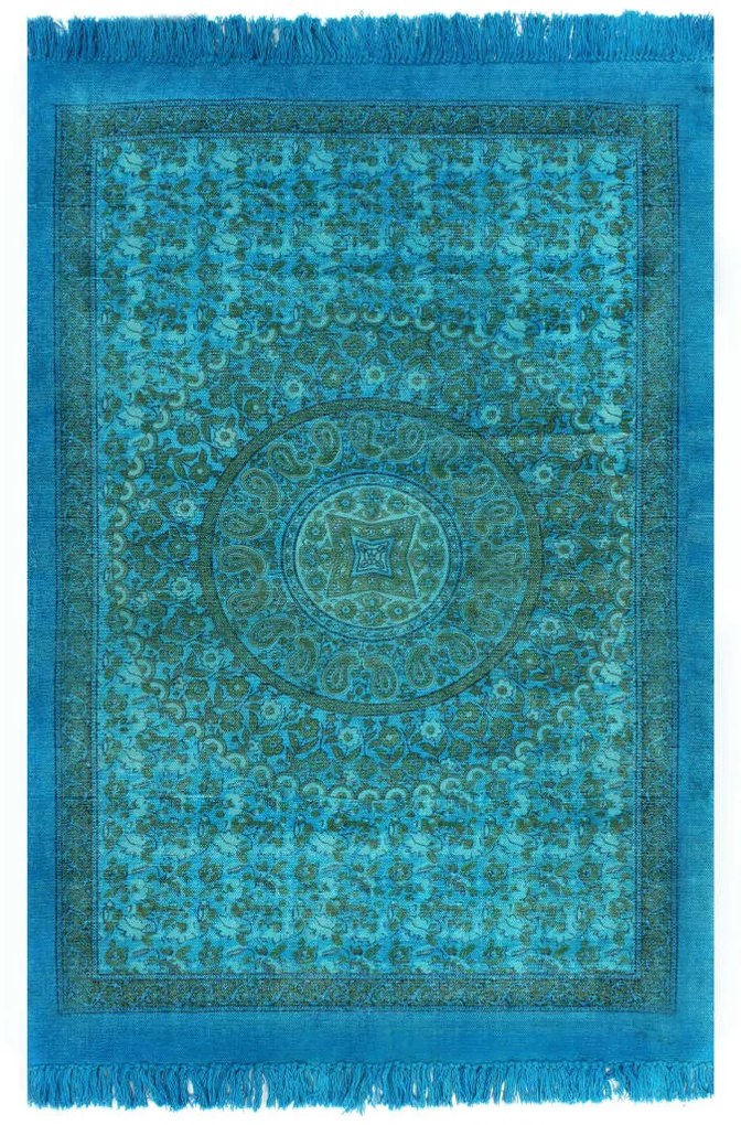 Koberec se vzorem - bavlněný - tyrkysový | 160x230 cm