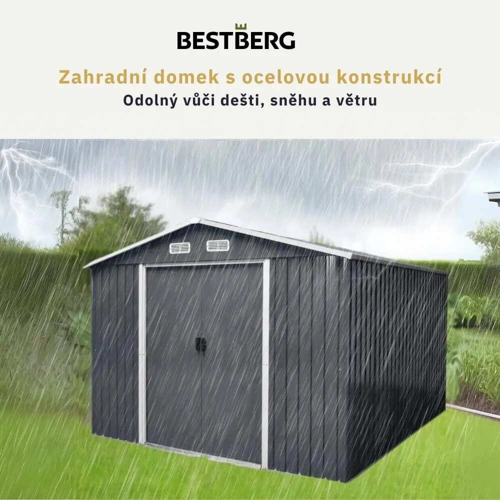 Zahradní domek BestBerg ZDB-9Z / 9 m² / 279 x 324 x 211 cm / zelená