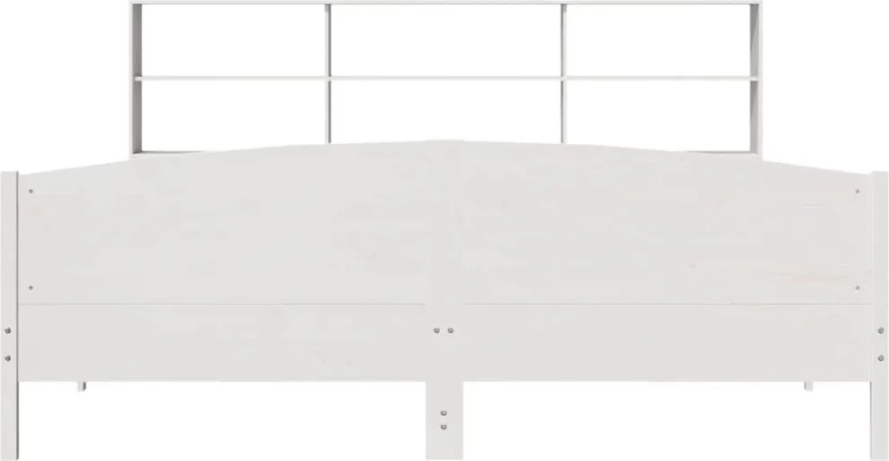 Postel s knihovnou bez matrace bílá 180x200 cm masivní borovice 3323096