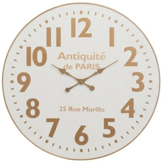 Bílé dřevěné hodiny se zlatými čísly Antiquite De Paris - Ø 90cm