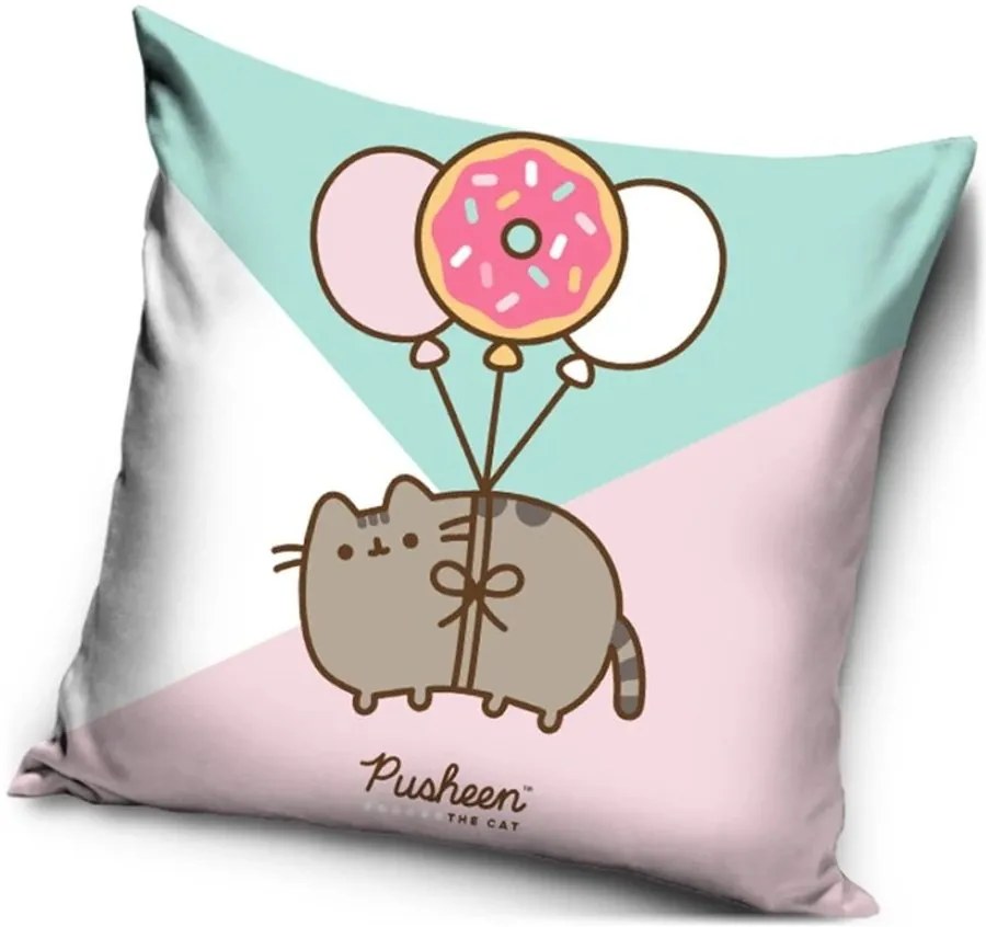 Dekorační polštář Kočička Pusheen - motiv Kurz létání - 40 x 40 cm