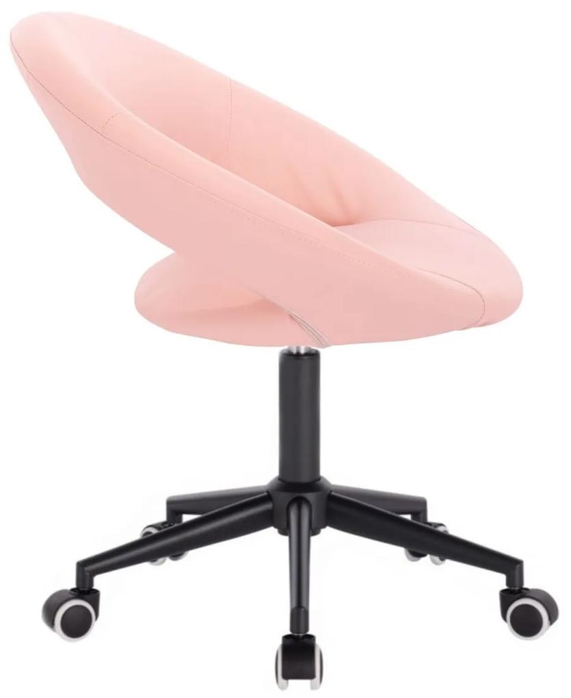 LuxuryForm Židle NAPOLI na černé podstavě s kolečky - růžová