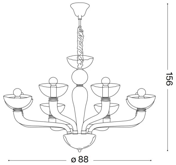 Ideal Lux - Lustr na řetězu CASANOVA 8xE14/40W/230V pr. 88 cm šedá
