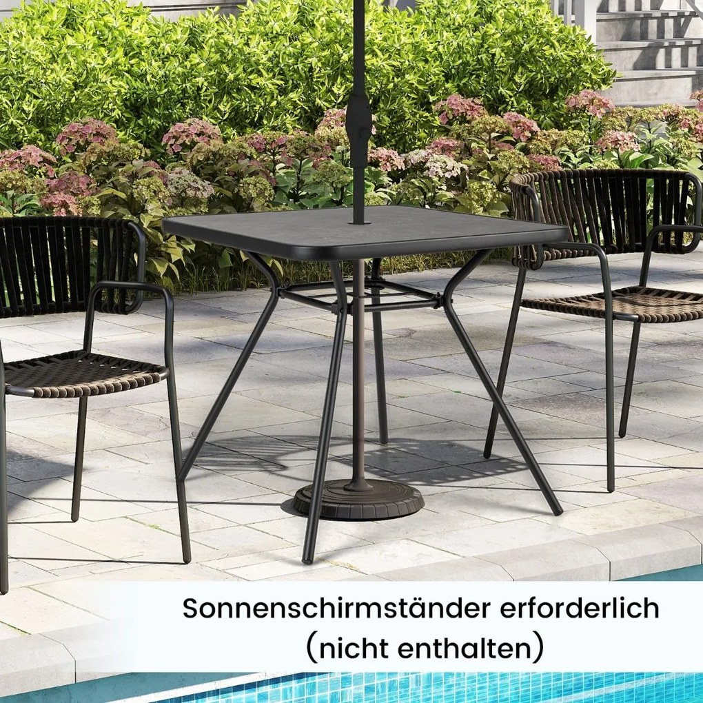 Costway Zahradní stůl s deskou z umělého mramoru. s otvorem na slunečník