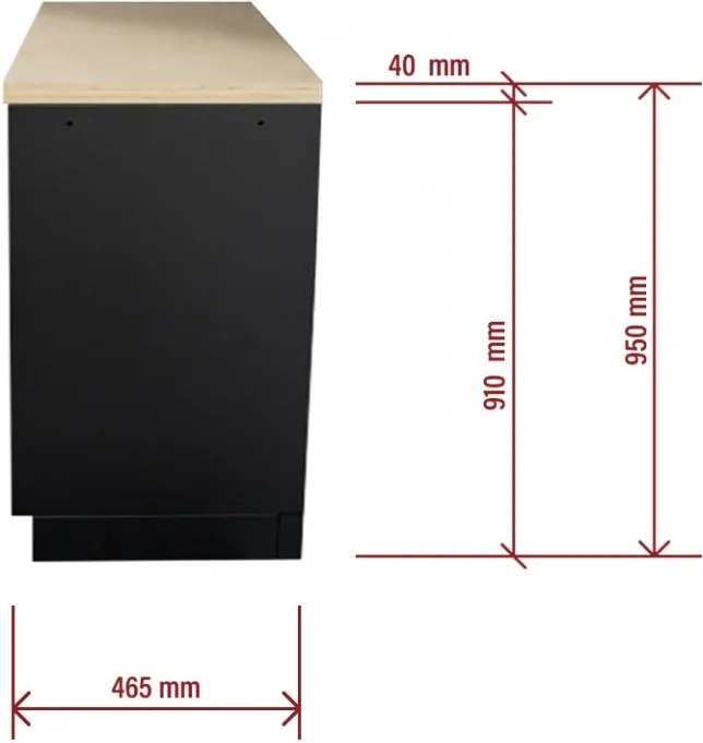 AKČNÍ SET Dílenská skříňka MB-TGC1307 a MB-TGC1309 s dřevěnou pracovní deskou MB-TGW53