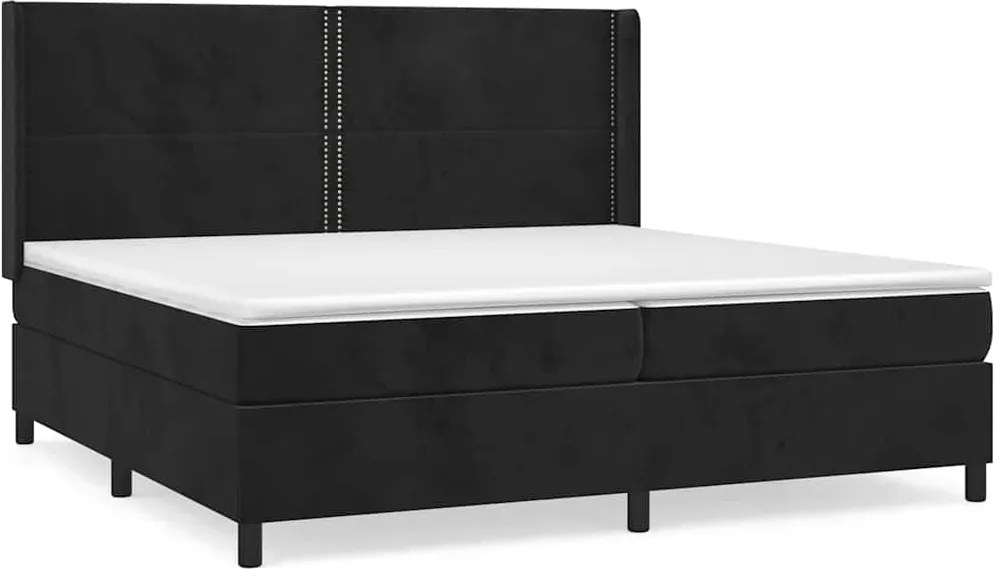 Box spring postel s matrací černá 200x200 cm samet 3132641