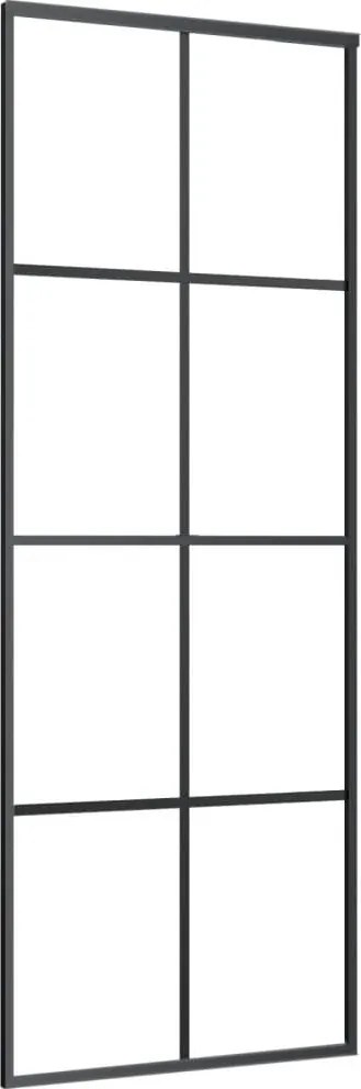 vidaXL Posuvné dveře 76 x 205 cm mléčné ESG sklo a hliník [288064] Barva: Černá