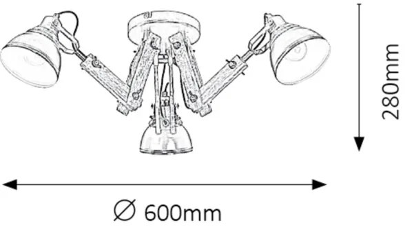 Rabalux 2724 - Přisazený lustr AKSEL 3xE14/15W/230V černá
