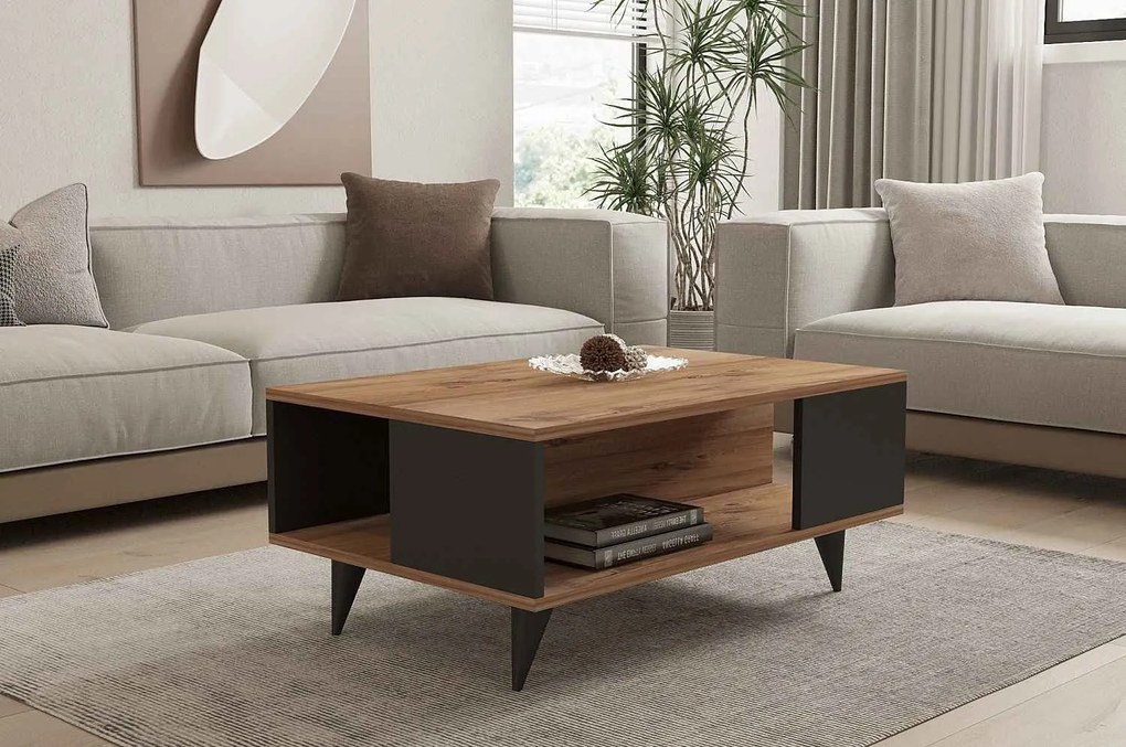Designový konferenční stolek Quasar 90 cm ořech / černý