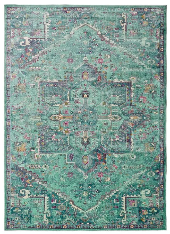 Zelený koberec z viskózy Universal Lara, 140 x 200 cm