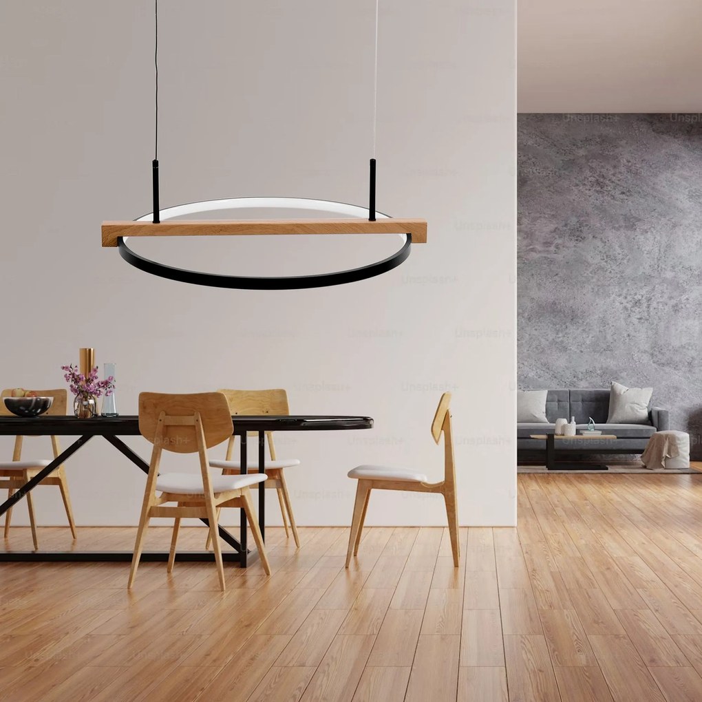 Toolight Toolight, LED stropní svítidlo 60cm + dálkové ovládání APP1530-CP, černá-hnědá, OSW-05660
