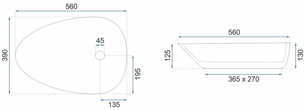 Rea Greta55 umyvadlo, 56 x 39 cm, bílá, REA-U8536