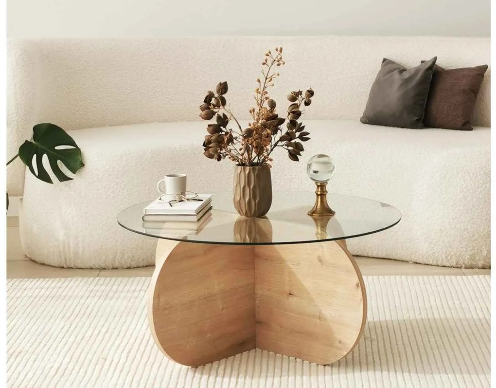 Designový konferenční stolek Jameela 75 cm vzor safírový dub