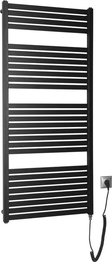 Sapho, TONDI-E elektrické topné těleso, rovné, 600x1330 mm, 600W, černá matná