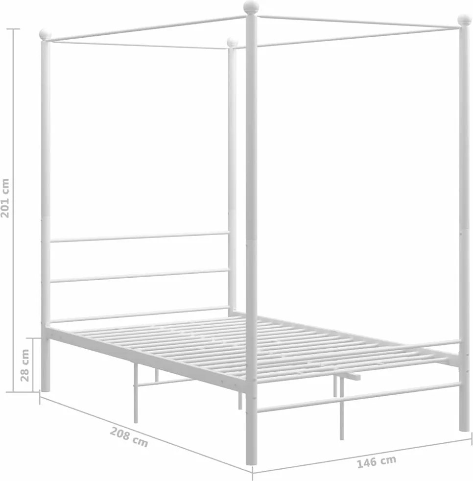 Rám postele s nebesy bílý kovový 140 x 200 cm 325061