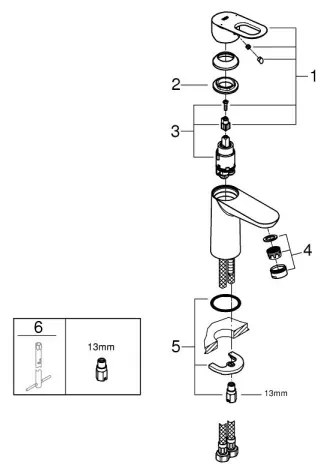 GROHE 23337000 - Umyvadlová baterie BAULOOP DN 15 lesklý chrom
