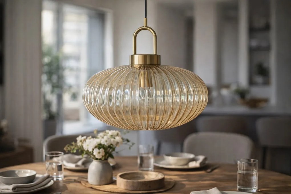 Závěsné světlo Kaja AKARI K-5855 jantarové sklo 1xE27 30 cm