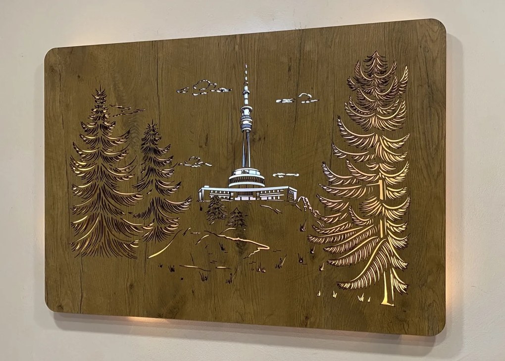 Li-Go "Praděd" světelný obraz 230V 90x62 cm provedení povrchu: dub světlý