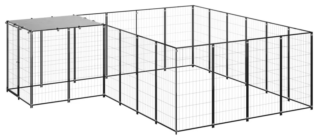 Psí kotec černý 8,47 m² ocel 3082212