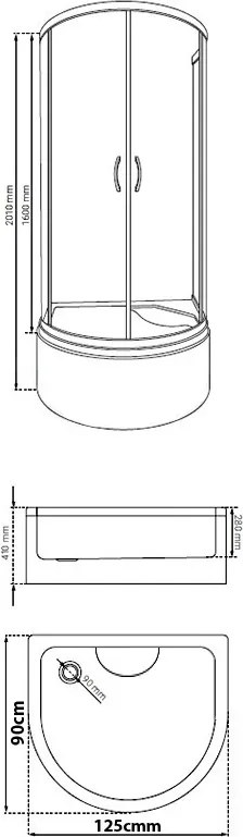 BPS-koupelny Hydromasážní box HYD-Bella 125 SA, 125x90 se saunou