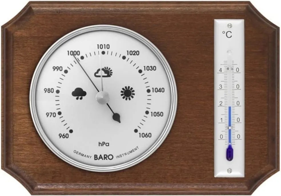 Barometr 8014B s teploměrem - stříbrný
