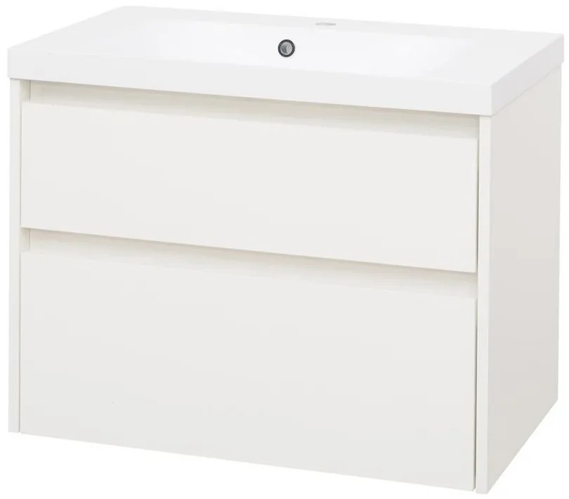 Mereo Mereo, Opto, koupelnová skříňka s umyvadlem z litého mramoru 81 cm, bílá, dub, bílá/dub, černá, CN911M