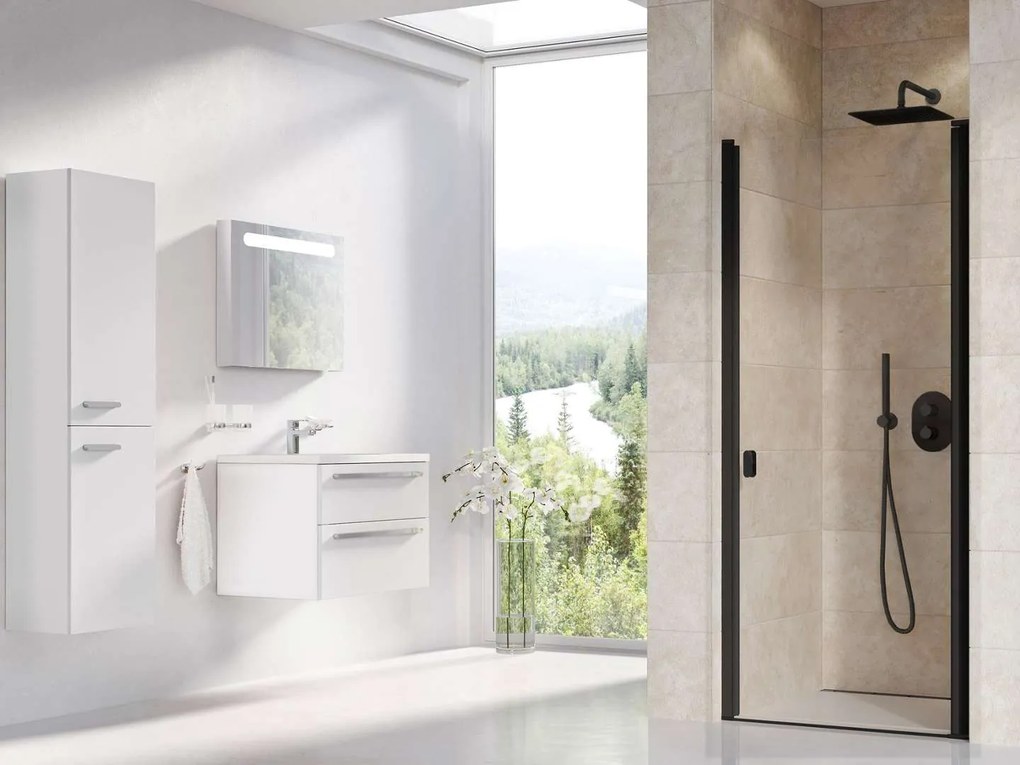 Ravak Chrome - Sprchové dveře CSD1-80, 80x195 cm, černá/čiré sklo 0QV40300Z1