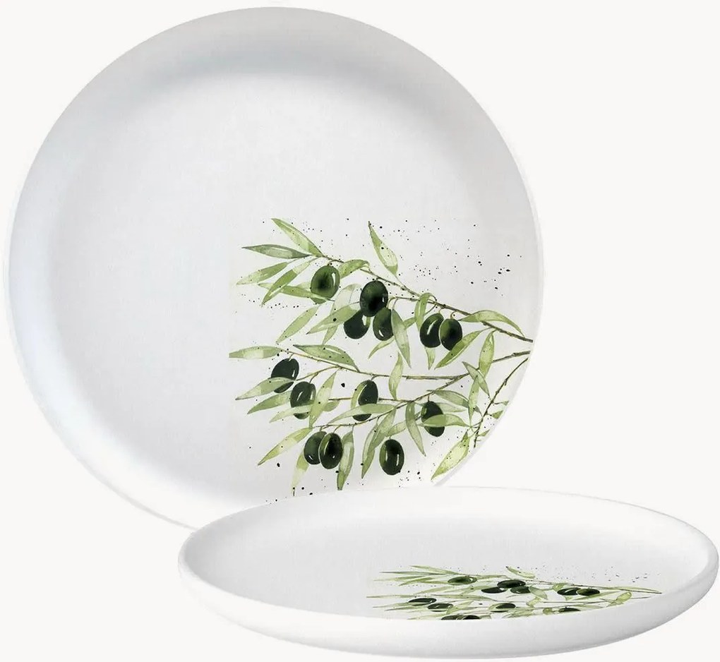 Snídaňový talíř z kostního porcelánu New Bone China Olives