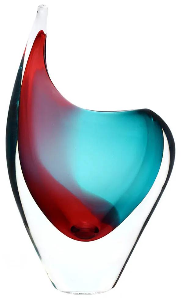 Skleněná váza hutní 06, růžová a tyrkysová, 16 cm | České hutní sklo od Artcristal Bohemia