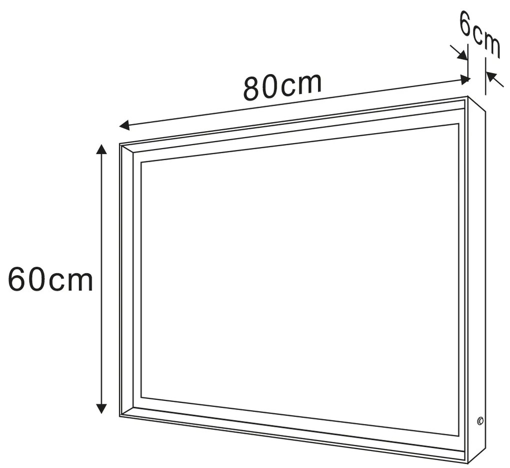 Sapho Sapho, SORT zrcadlo s LED osvětlením 60x80cm, bezdotykový IR senzor, 2700-6500K, černá mat, ST080S