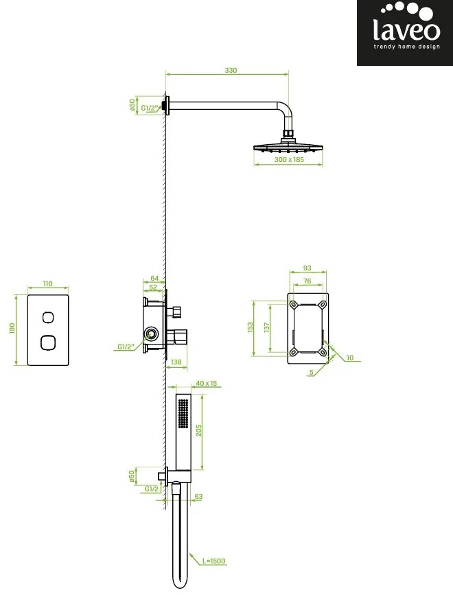 Laveo Tores, sprchová souprava pod omítku, chromová, LAV-BVT_001P