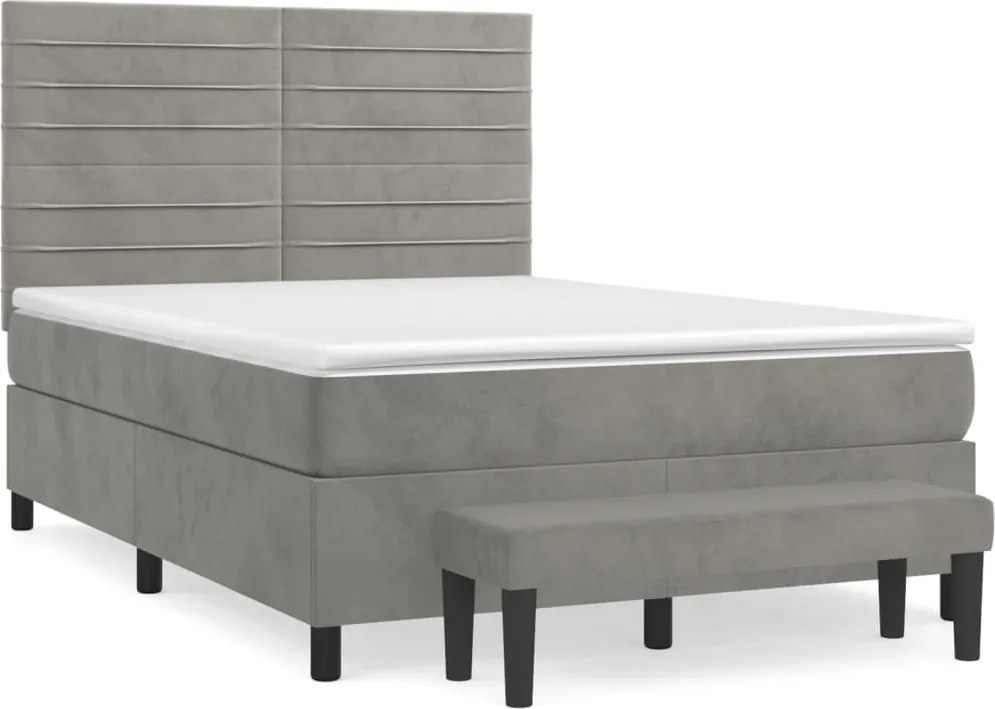 Box spring postel s matrací světle šedá 140x200 cm samet 3137905