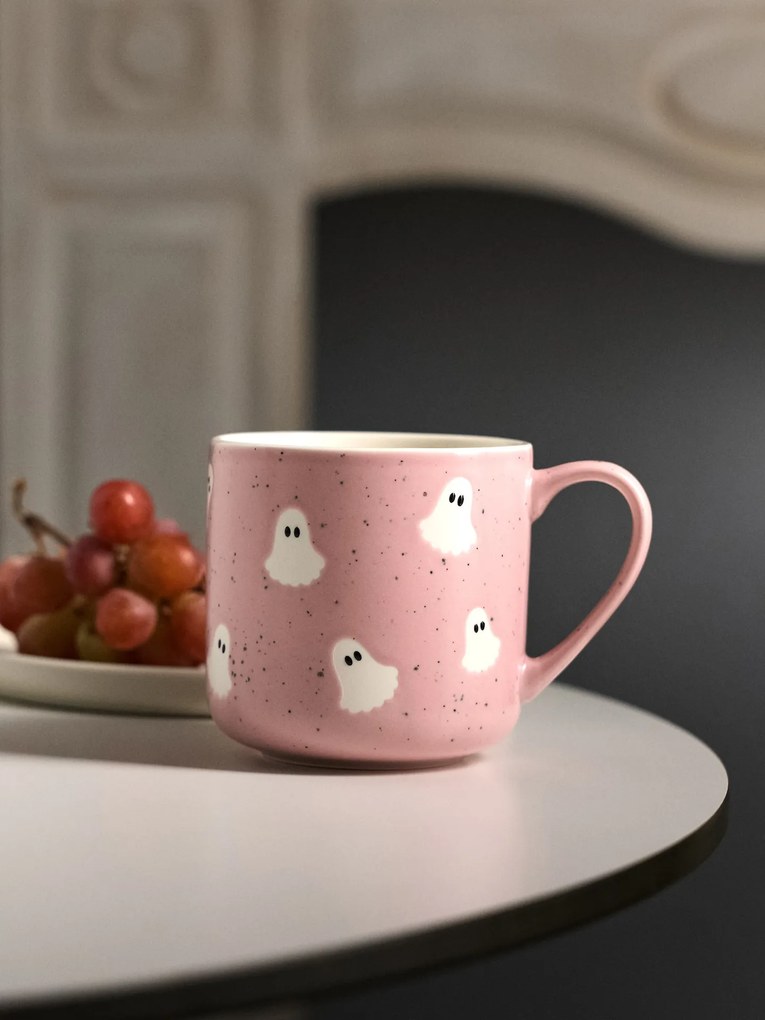 Sinsay - Keramický hrnek s halloweenským motivem - pastelová růžová