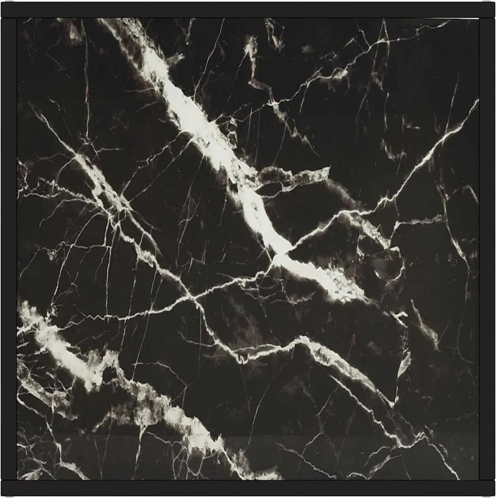 Konferenční stolek černý s černým mramorovým sklem 60x60x35 cm 322874