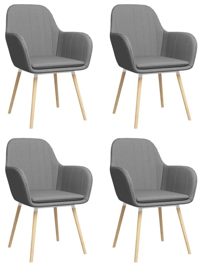 3055752 vidaXL Jídelní židle s područkami 4 ks světle šedé textil | BIANO