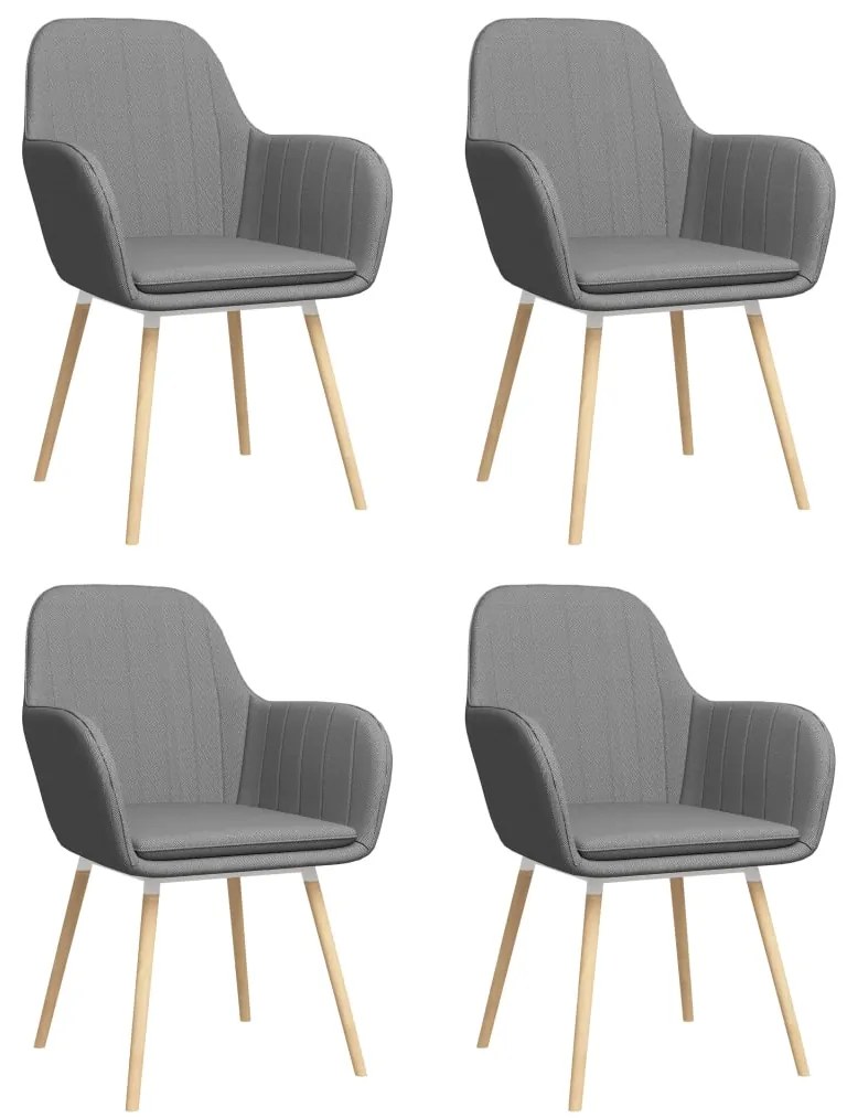 3055752 vidaXL Jídelní židle s područkami 4 ks světle šedé textil