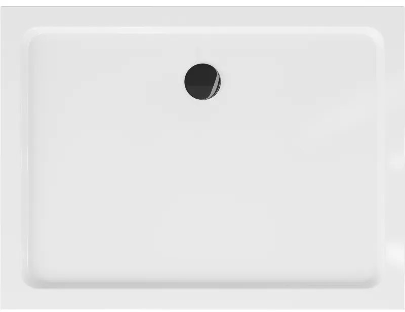 Mexen SLIM - Obdélníková sprchová vanička 130x80x5cm + černý sifon, bílá, 40108013B
