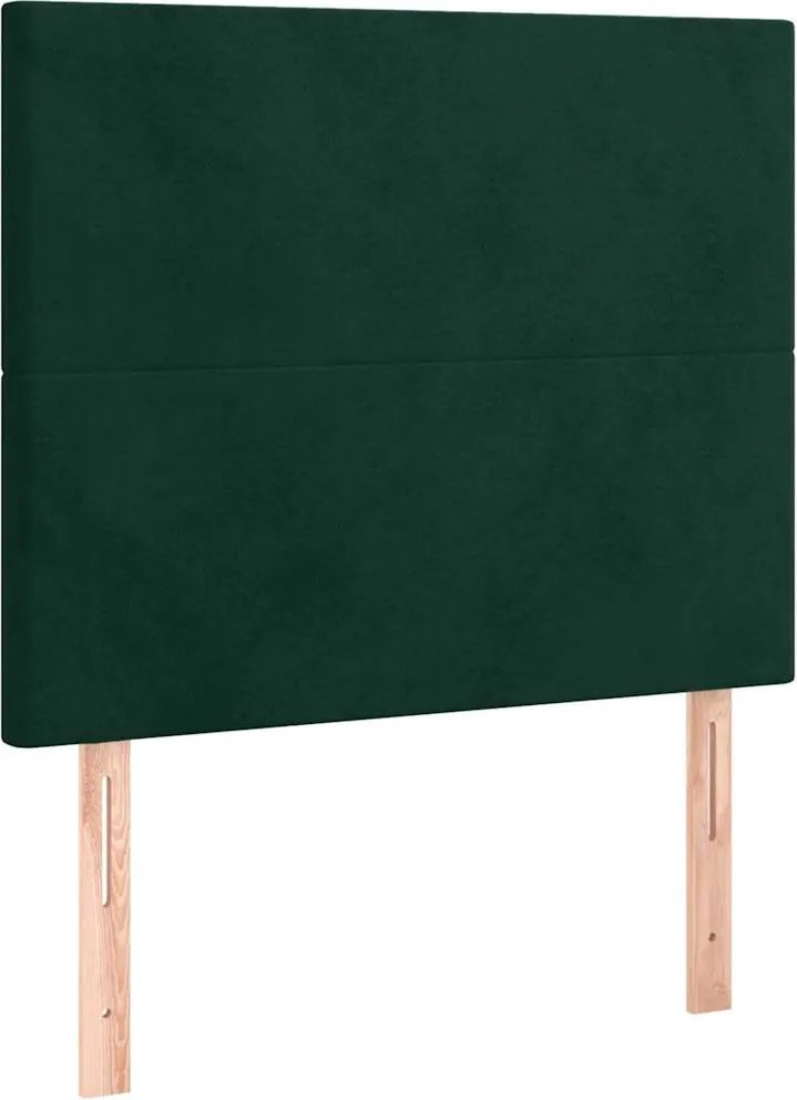 Box spring postel s matrací a LED tmavě zelená 80x200 cm samet 3135972