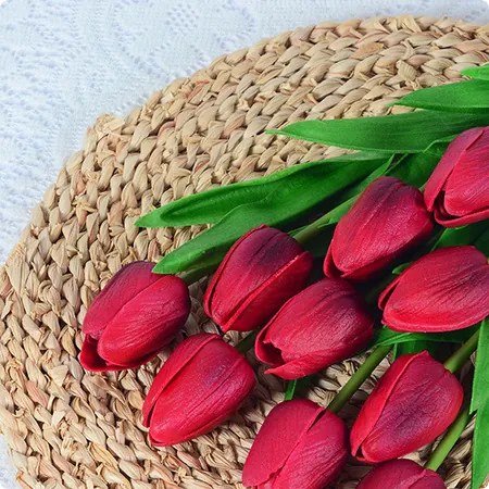 Bytová dekorace - kytice umělých tulipánů - 15 kusů Barva: 20 červená