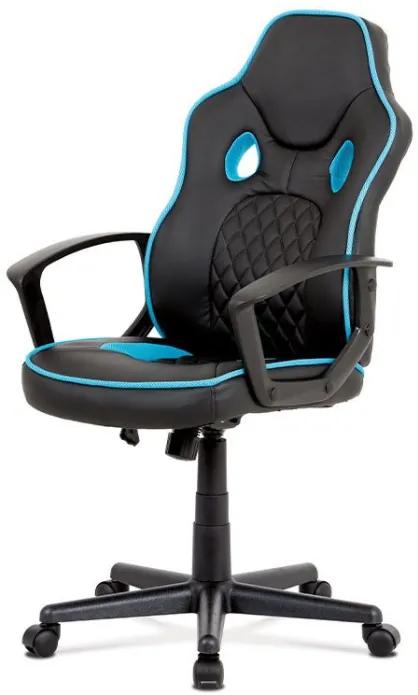 Dětská herní židle ERACER N660 — černá PU kůže, modrá látka