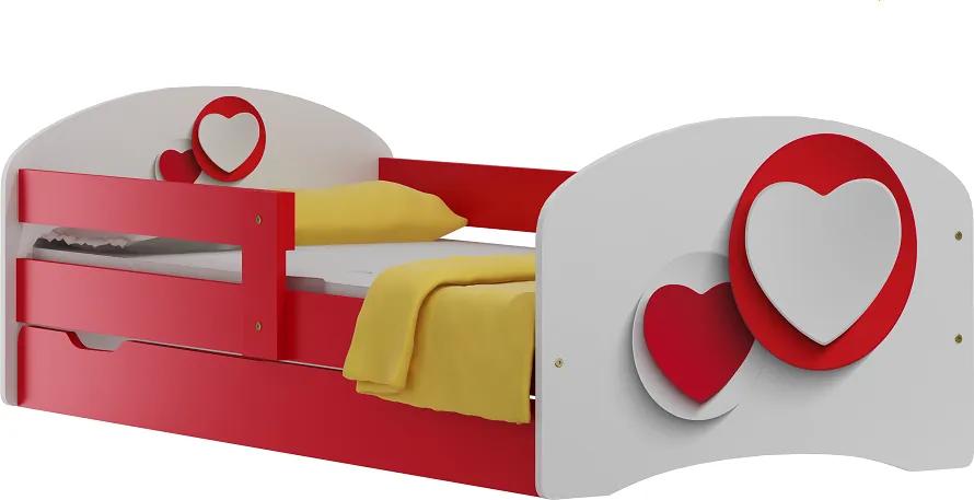 Dětská postel s motivem SRDÍČKO  se zábranou Rozměr: 140x70, Matrace: včetně matrace RELAX, Barevná kombinace: BÍLÁ/JASAN COIMBRA