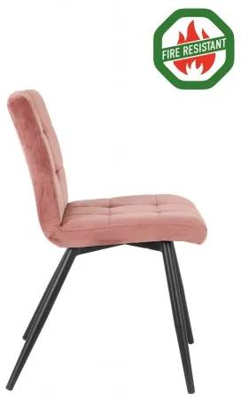 Jídelní židle OLIVE FR 50,5x44,5x82 cm samet růžový + černé nohy Light@Living 6752389FR