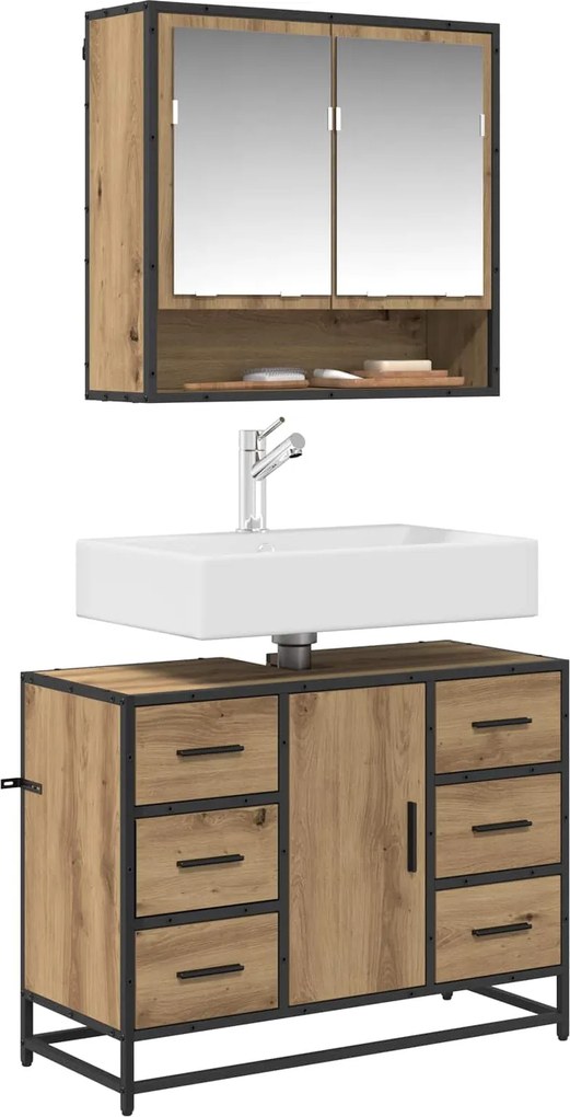 Sada koupelnového nábytku 2 ks Artisanový dub 80 x 33 x 60 cm 3402427