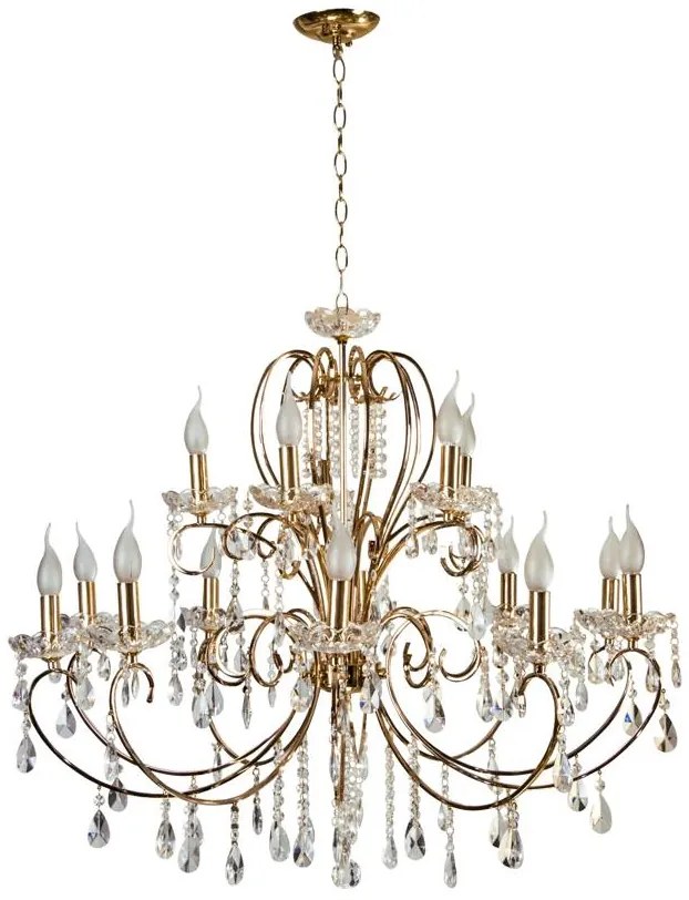 Zlatý křišťálový lustr Aurora pro žárovku 15x E14  - Candellux