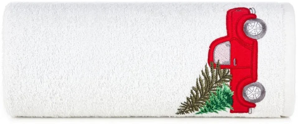 Bavlněný vánoční ručník bílý s autem Šírka: 50 cm | Dĺžka: 90 cm